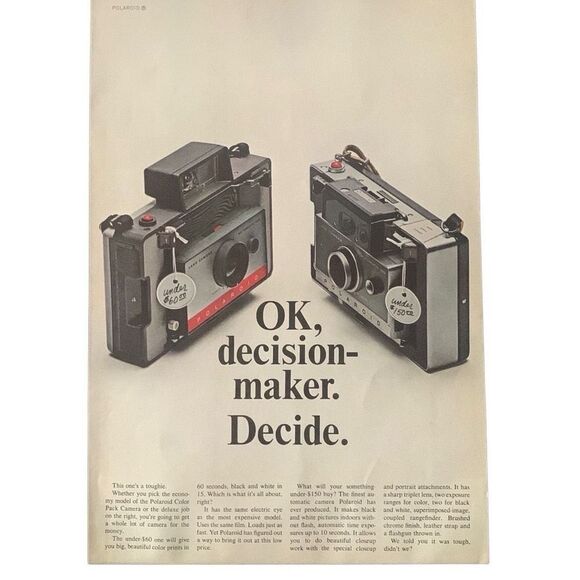 Polaroid | Art | Vintage 966 Polaroid Okdecision Maker Decide Ad ...